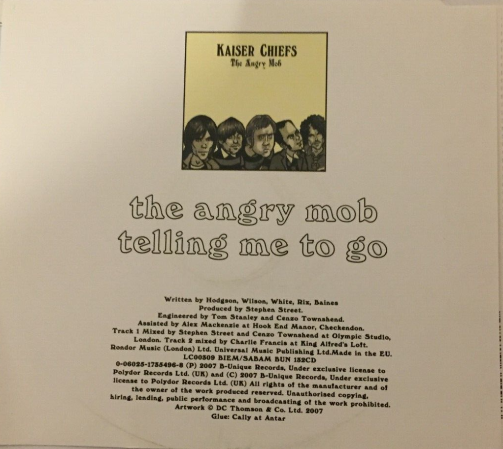 KAISER CHIEFS The Angry Mob 2 TRACK CD NEW - NOT SEALED 602517354968 ...