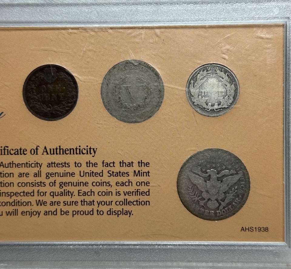 19TH CENTURY COIN COLLECTION INDIAN 1C,LIBERTY 5C,BARBER 10C,BARBER 25C ...