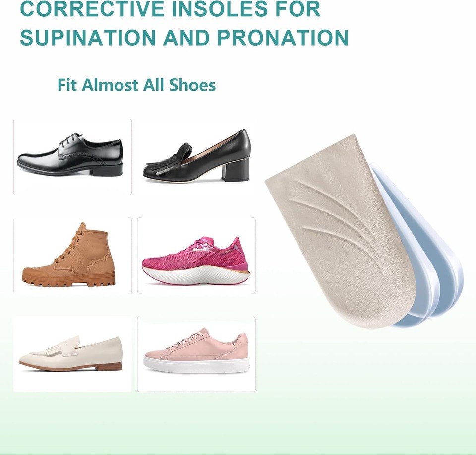 Corrective Insoles for Supination and Pronation, 3 Layers Adjustable ...