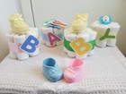 Alphabet Baby Mini Diaper Cakes Centerpiece Gift Set - Boy Girl Unisex ...
