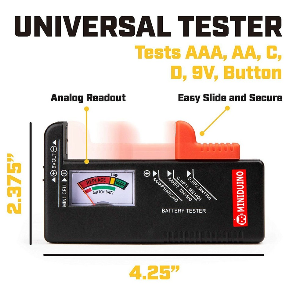 New Battery Tester Universal Volt Checker AAA AA C D 9V & Button Cell ...