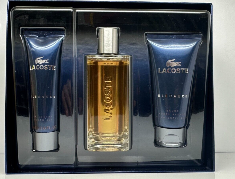 LACOSTE ELEGANCE GIFT SET 3.0 EDT Spray + 1.6 Shower Gel + 2.5 After ...