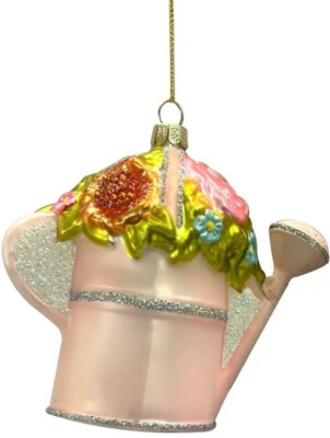 Ashland Pink Glitter Easter Spring Glass Watering Pot Ornaments 4" | eBay