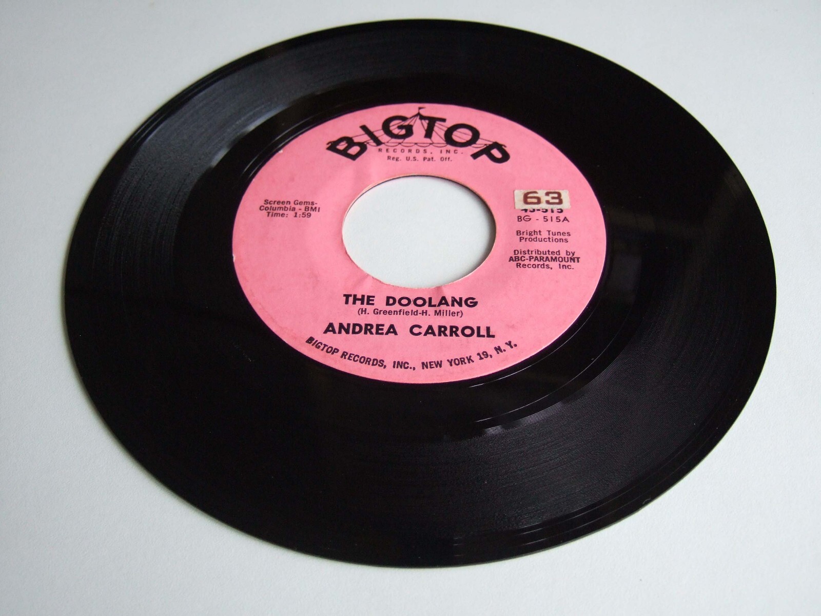 Andrea Carroll - The Doolang / This Time Tomorrow - Bigtop 45-515 ...