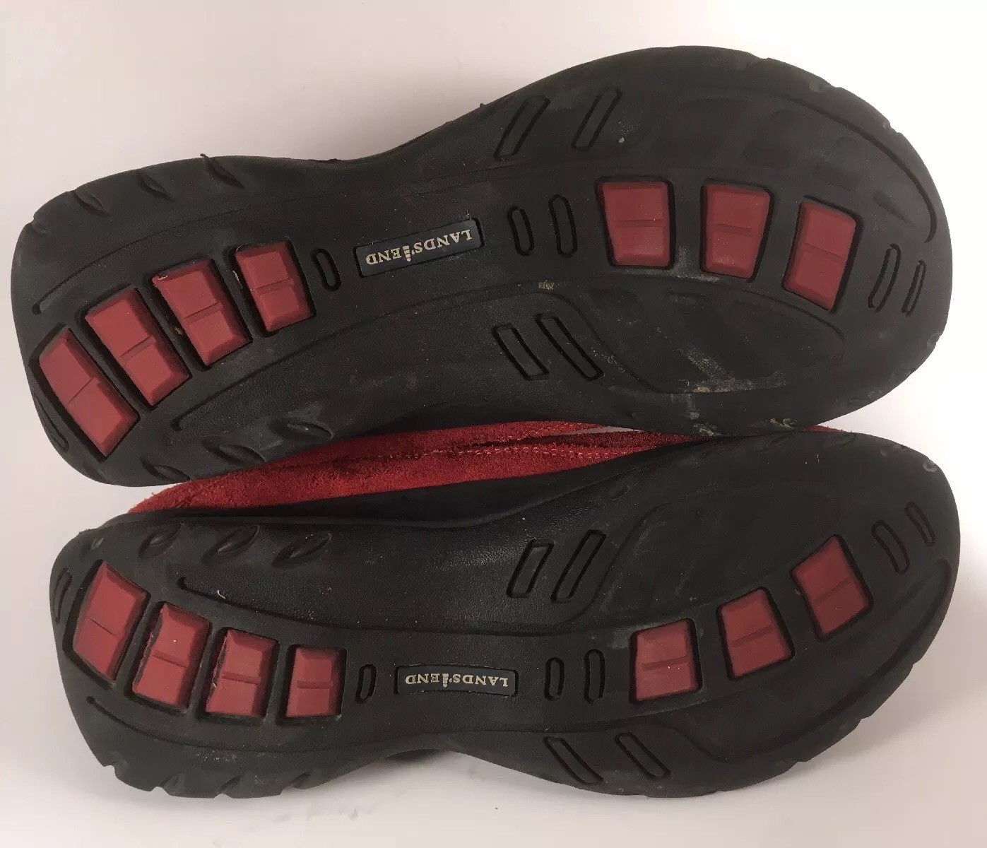 Lands' End Clogs Mocs Slip-On Shoes Red Suede Leather Women's 8.5 B ...