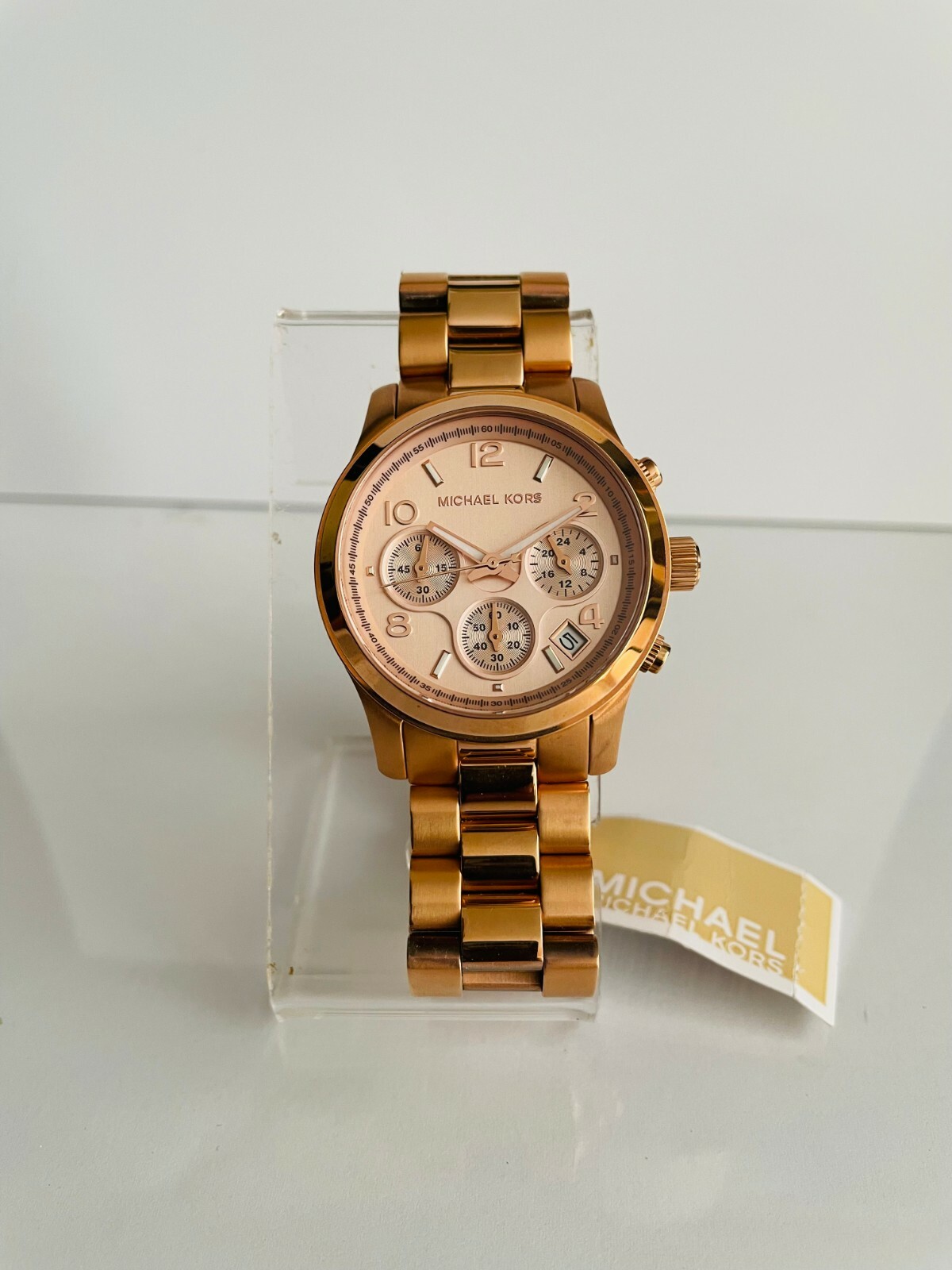 MICHAEL KORS MK5128 WOMEN'S RUNWAY CHRONO DATE ROSE GOLD-TONE WATCH ...
