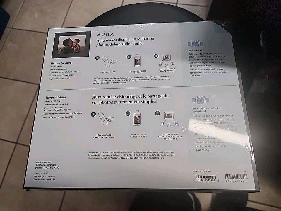 aura smart digital picture frame 9.7in. model:AF800-RAL new & sealed ...