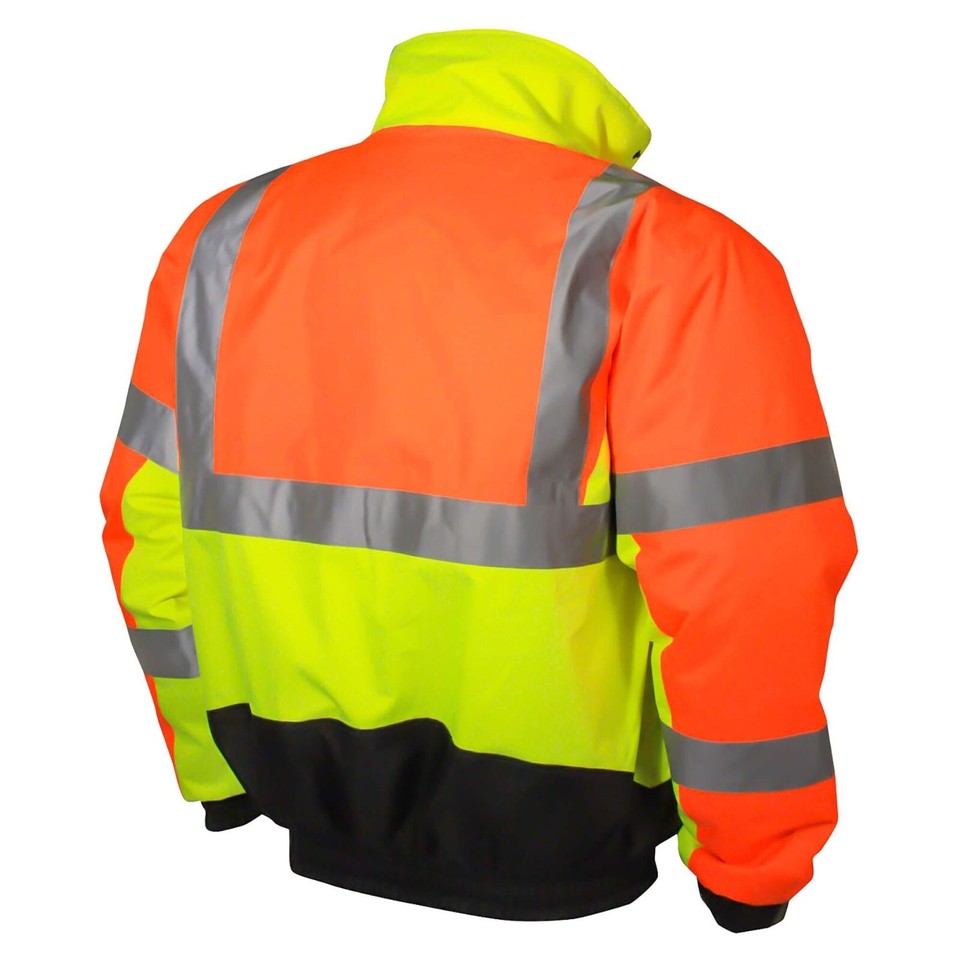 HIGH VISIBILITY INSULATED HI VIS REFLECTIVE WATERPROOF ROAD WORK BOMBER ...