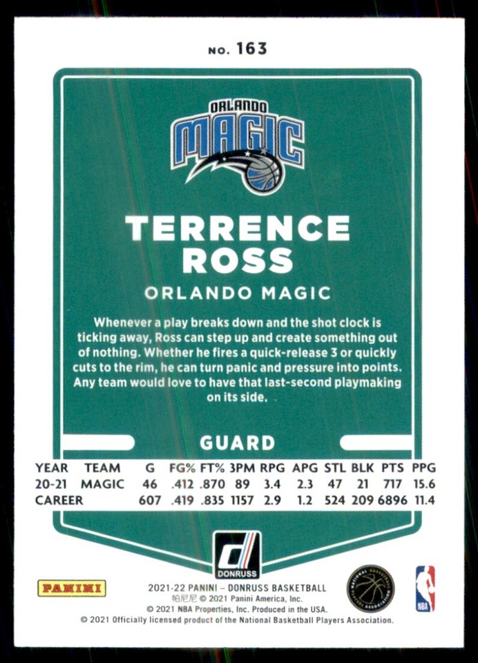 2021-22 Donruss Terrence Ross Orlando Magic #163 | eBay