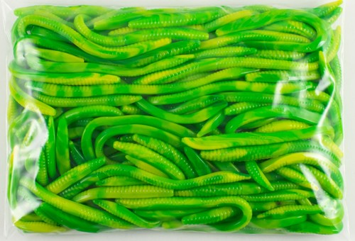 ZOOM THE ORIGINAL TRICK WORM 100 PACK BULK 6.5" 006-192 GREEN YELLOW ...
