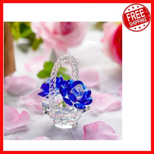Elegant Crystal Blue Rose Paperweight - Perfect Gift for Special ...