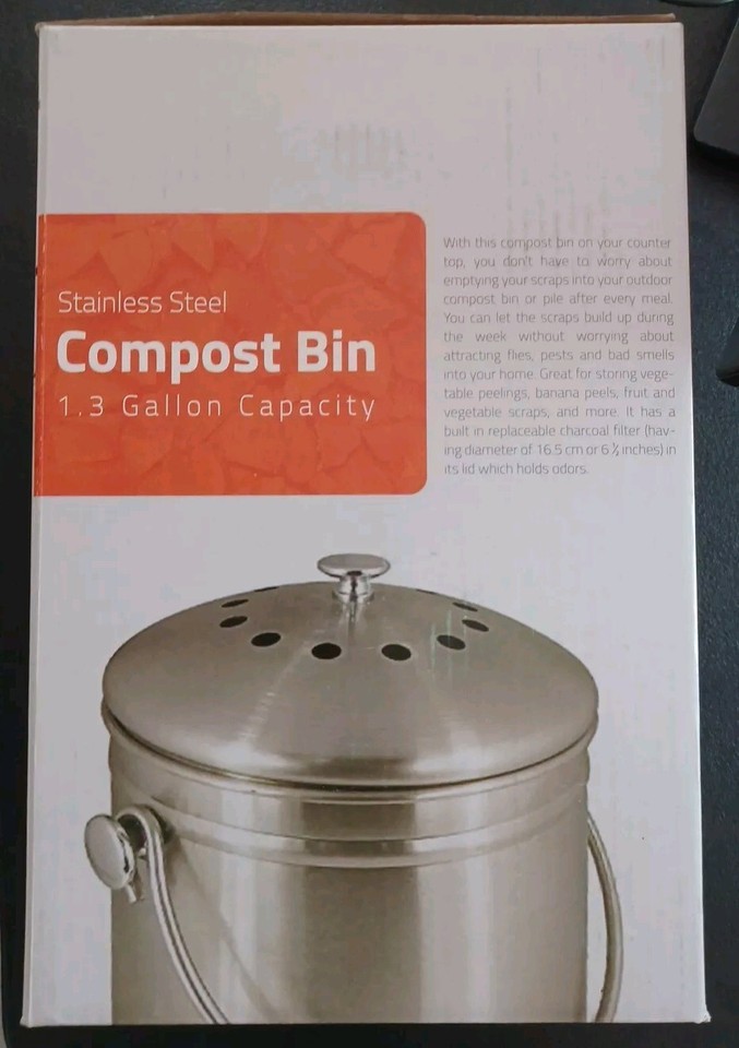 Utopia Kitchen Compost Bin for Kitchen Countertop - 1.3 Gallon Compost ...