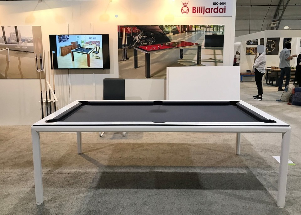 White 8' Modern Convertible Pool Billiard Table 'Ultra'; dining/desk ...