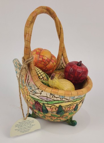 Jim Shore Basket of Plenty Heartwood Creek w/ Squash Apple Peach Pear ...