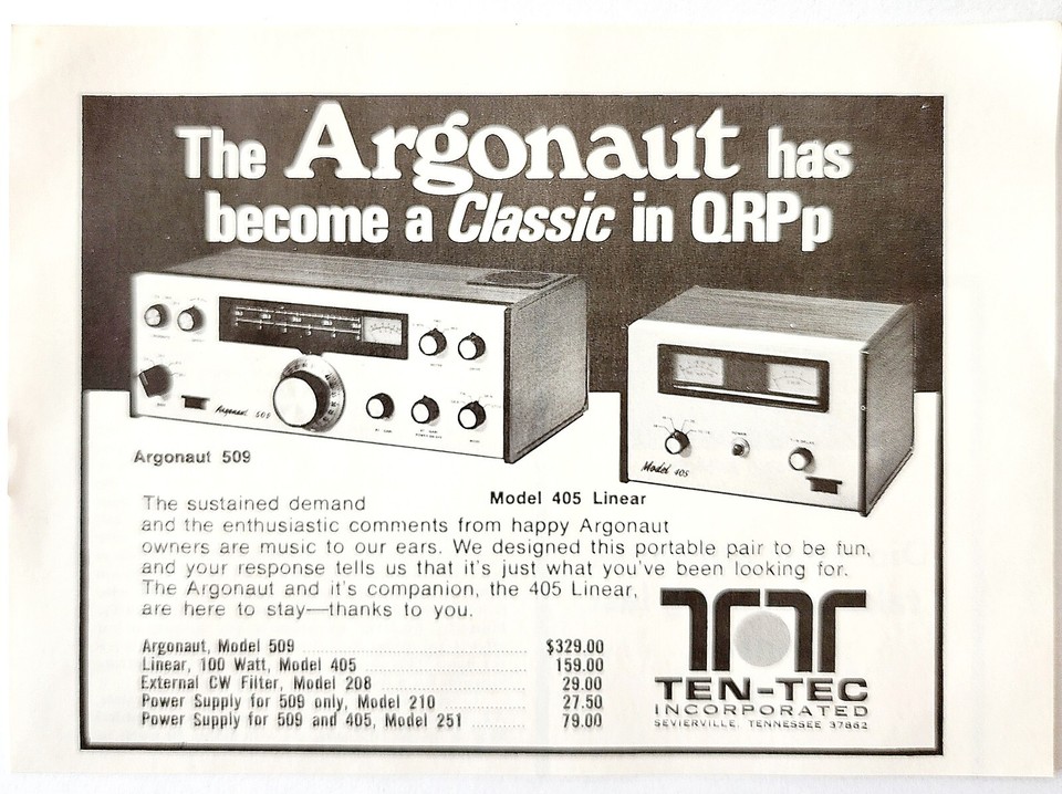 1975 Ten Tec Inc Argonaut 509 405 QRPp Radio Advertisement Electronics ...