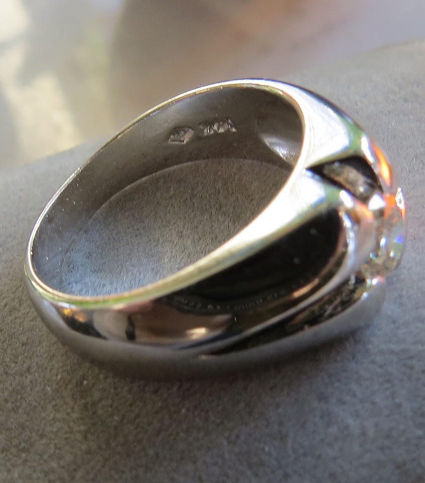RARE - 14k white gold gents .52ct flawless G-I color diamond ring mens ...