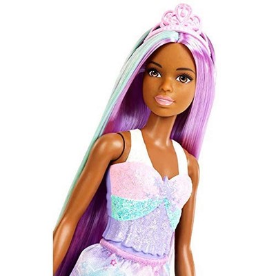 Barbie Doll FXR95 Rainbow Princess Look with Extra-Long Purple and Blue ...