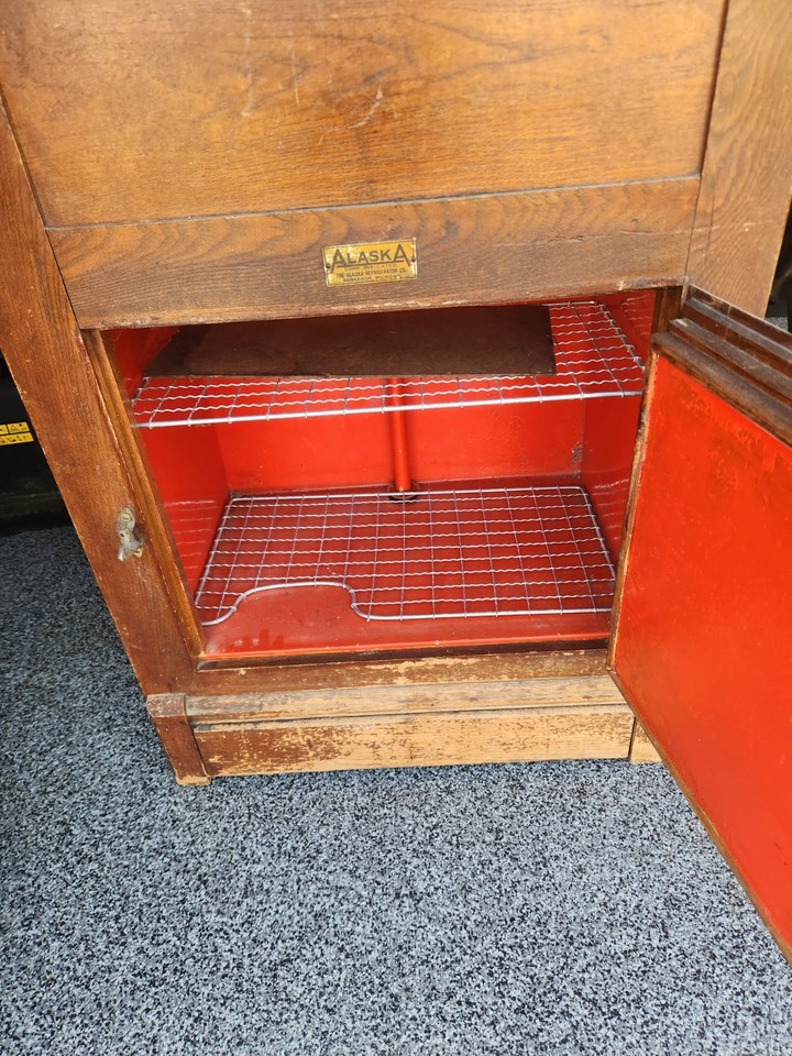 Antique Alaska Ice Box Refrigerator Early 1900s Wood Cabinet Vintage ...