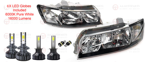 Headlights Pair + Full Set LED Globes For Holden Commodore VZ SV6 SV8 ...