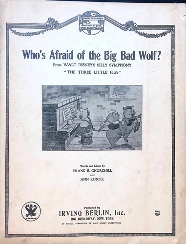 Who's Afraid Of The Big Bad Wolf Sheet Music Three Little Pigs Walt ...