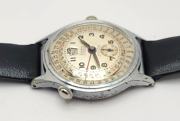 Rare 37mm Landau DATE-O-GRAPH Triple Date Calendar Men's watch AS IS to ...