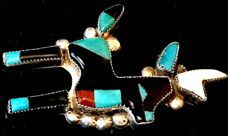Zuni Bowman Paywa Pronghorn Antelope Pin Coral Turquoise "Book Piece ...