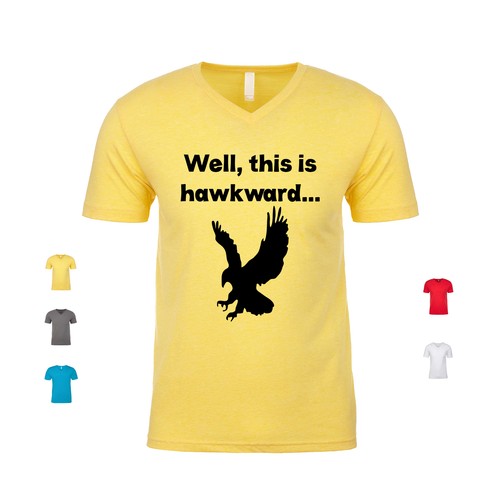 Well This Is Hawkward hawk bird falcon pun fly feathers wings Men's V ...