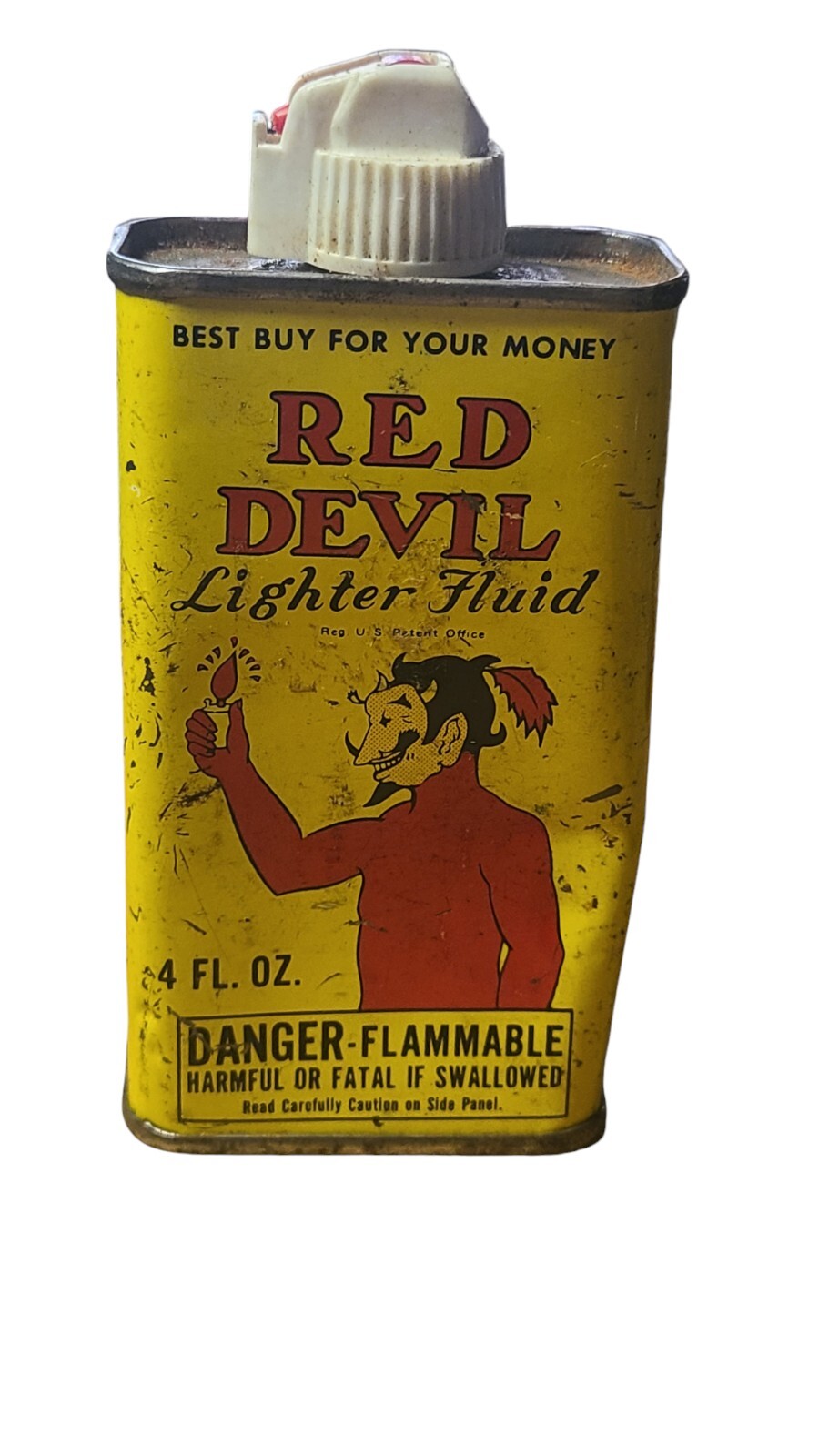 Vintage RED DEVIL Lighter Fluid Can Tin 4oz Empty Top Spout USA | eBay