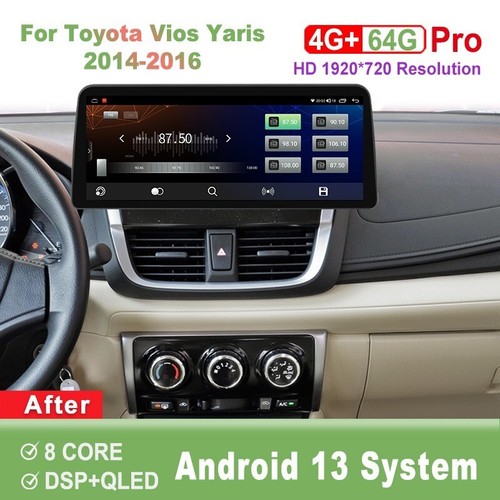 12.3 inch Screen Android Car Radio For Toyota Vios Yaris 2014-2016 Head ...