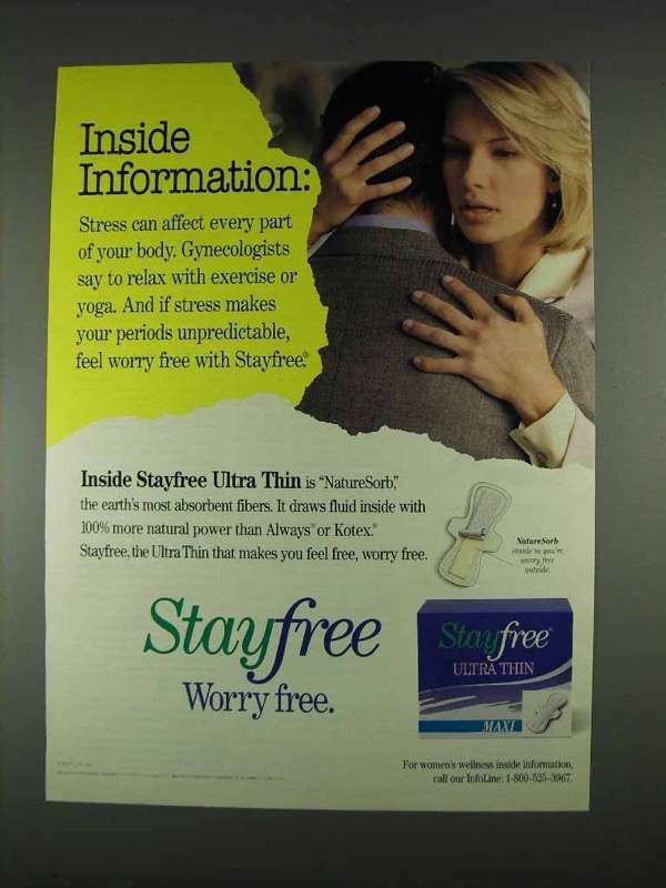 1996 Stayfree Ultra Thin Maxi Pads Ad - Information | eBay