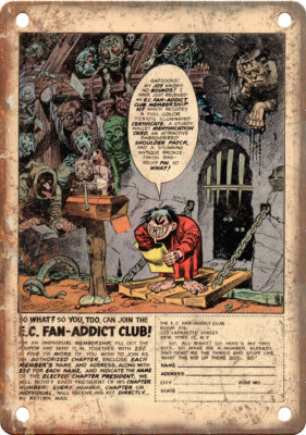 E.C. Fan Addict Club Comic Book Ad 12" x 9" Reproduction Metal Sign ...