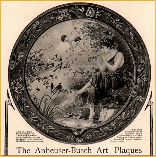 1903 Anheuser-Busch Art Plaque Beust Art Summer Flowers Home Decor ...