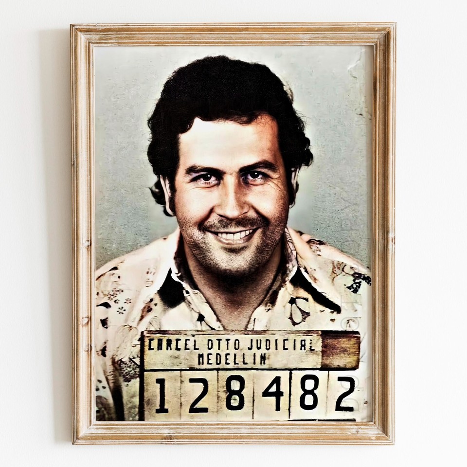 Pablo Escobar Prison Mug Shot Famous Jail Head Shots Wall Art Poster ...