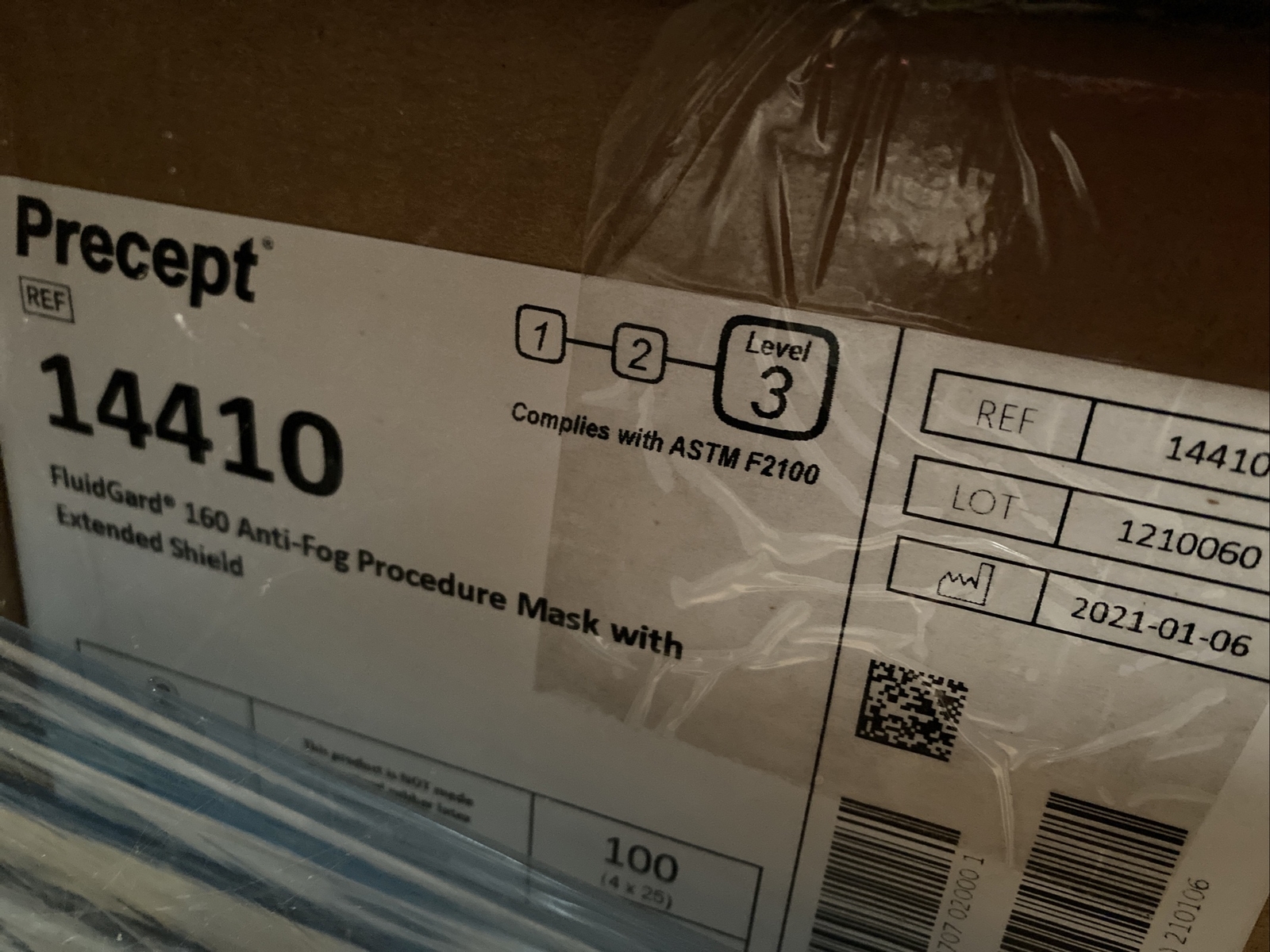 Case Of 100 Anti-Fog Mask & extended shield, masks # 14410 Precept ...