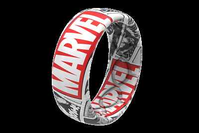 Marvel Groove Life "Marvel Logo Black & White Comic" Silicone Ring Size ...