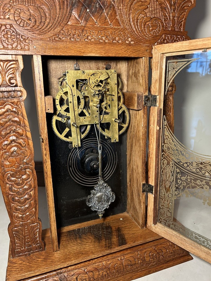 Ingraham Pressed Wood Gingerbread Kitchen Mantel Table Clock | eBay