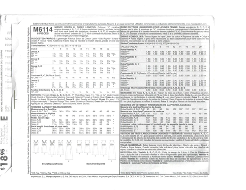 McCall's M6114 Misses Pullover V Neck Empire Dress in 3 Lengths 4-6-8 ...