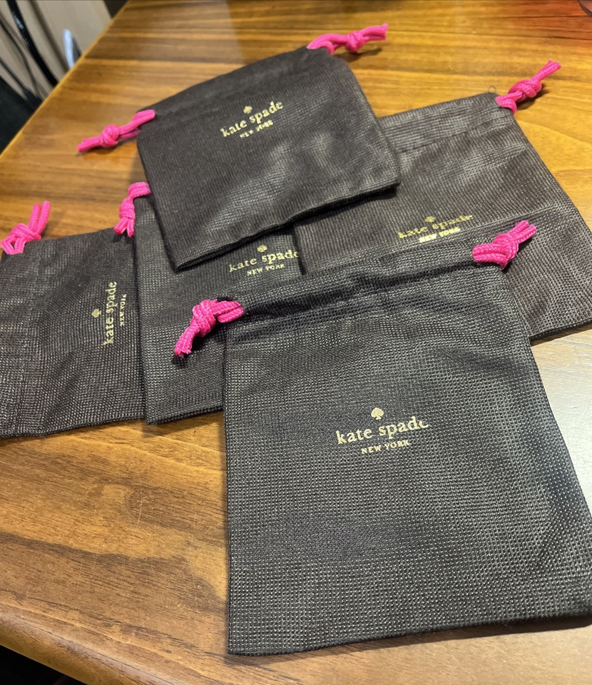 Kate Spade Brown Pink Drawstring Logo Jewelry Bag 5 Lot Dust Pouches 4 ...