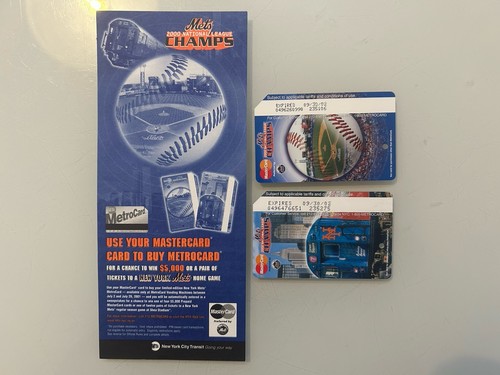 Vintage Subway NYC Metrocards Mets Champ 2000 - 2 Card Set w/ Original ...