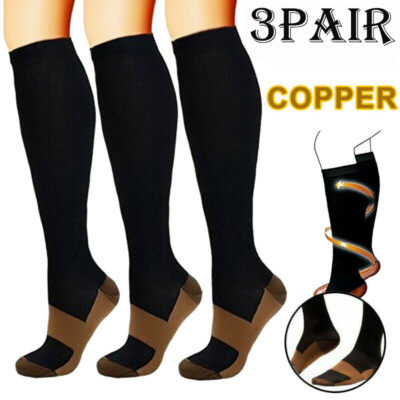 Fit 3 Pair Copper Compression Socks 30-40 mmHG - Medical Socks Foot ...