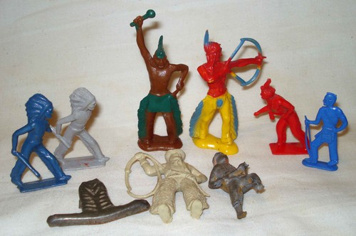 Vintage Bergen Toy Nov Inc Native American Indians Plastic Cowboys Lead ...