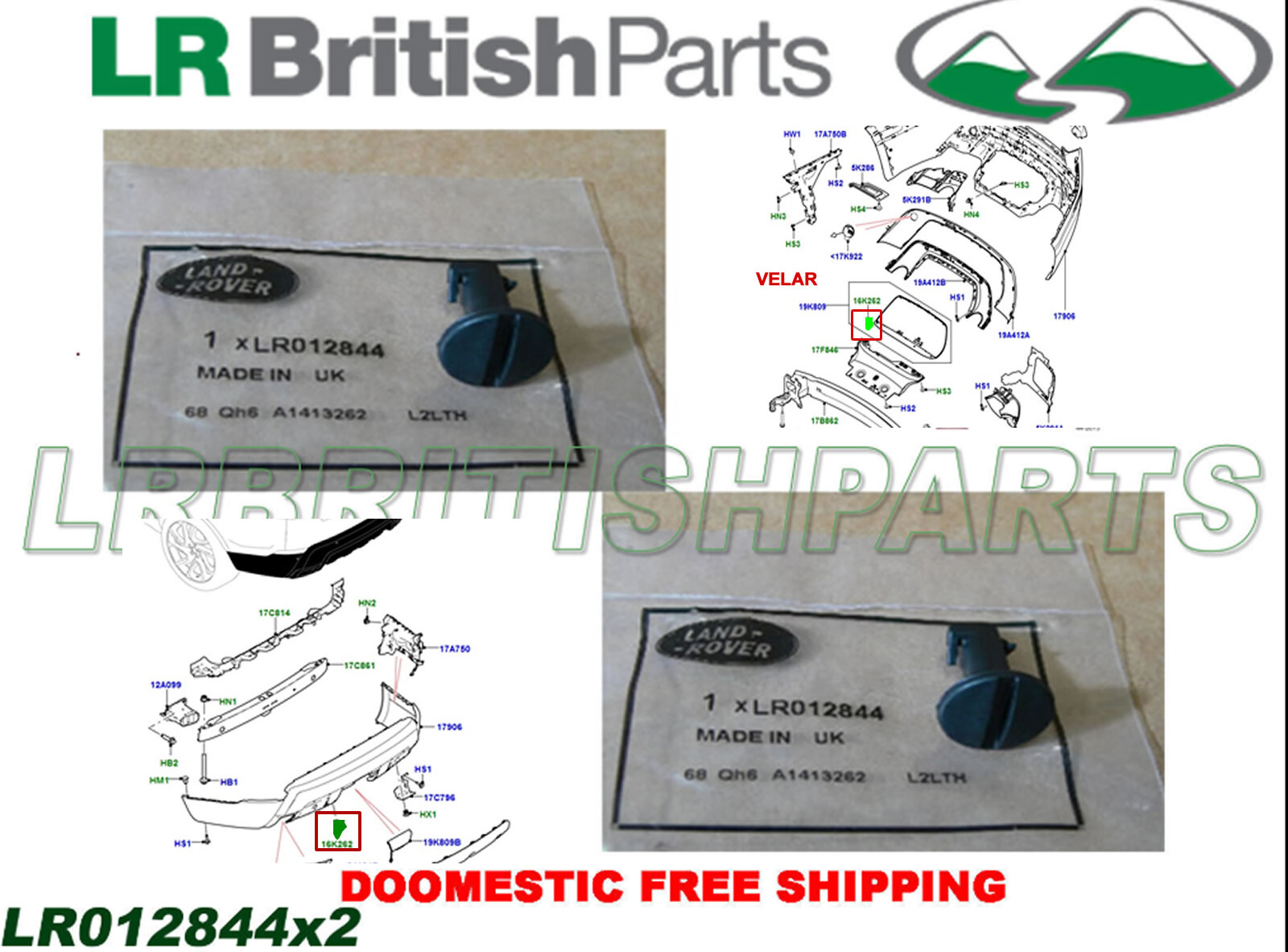 LAND ROVER REAR TOWING COVER AND BUMPER CLIP NEW DISCOVERY 17 VELAR OEM ...