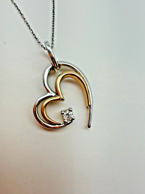 Kay Jewelers Heart Open Necklace 14K yellow/white gold 1 diamond gold ...