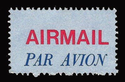 Airmail Etiquette Stamp - Par Avion - Red and Blue on Grey | eBay