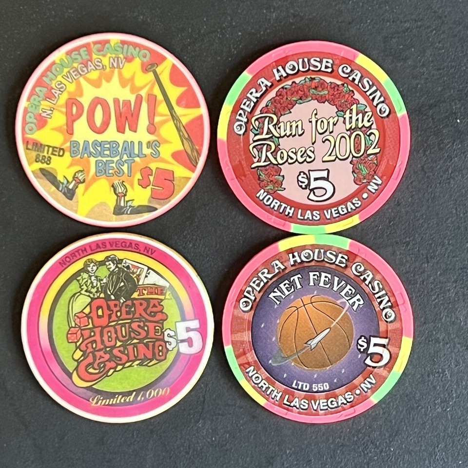 Lot Of 4 Different Opera House Las Vegas Casino Chips $5 Sports ...