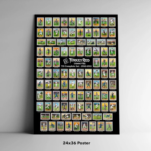 T3 Turkey Red Complete 100-Card Baseball Card Set Poster / Canvas Art ...