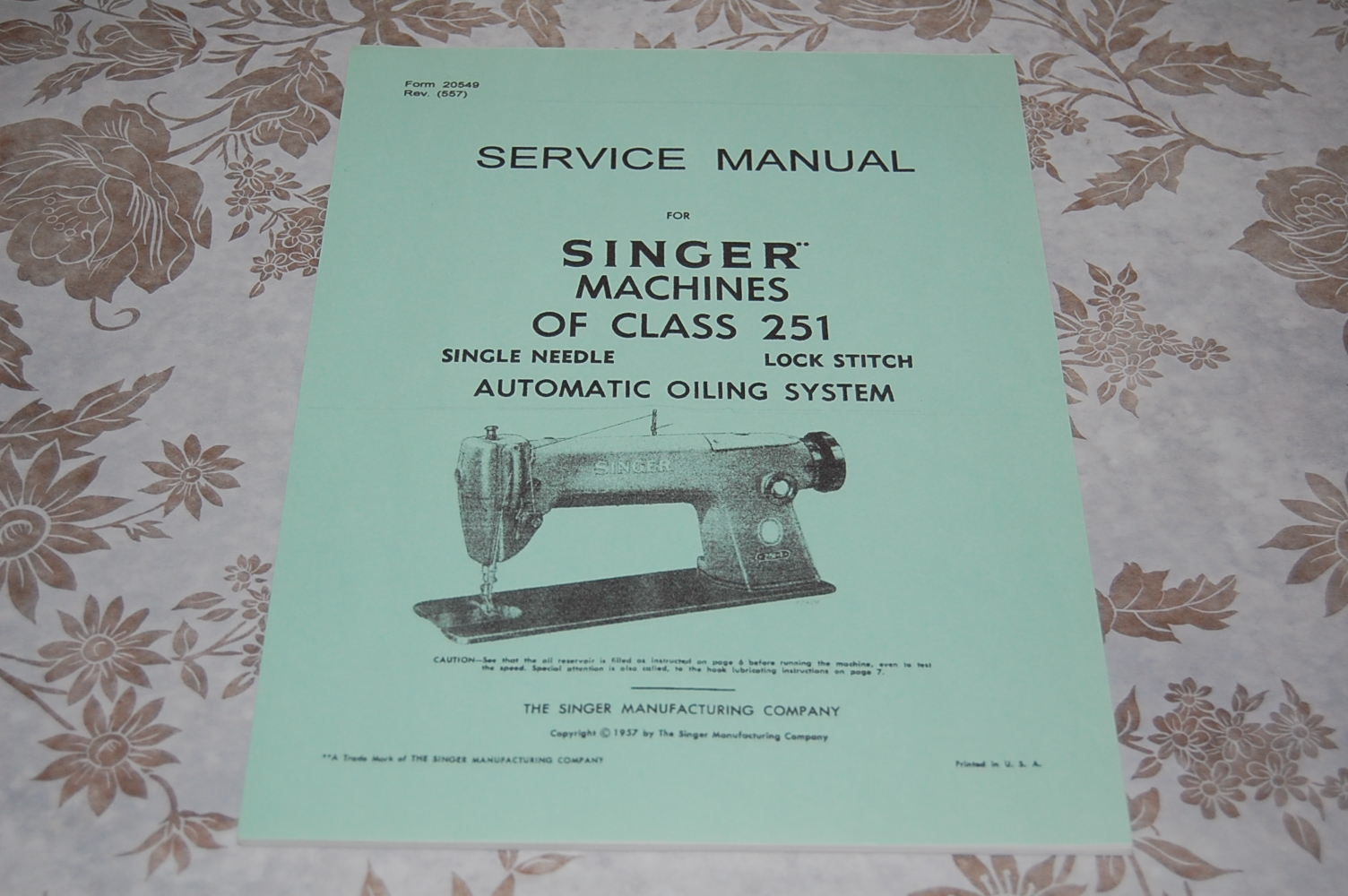 Professional Service Manual, in PDF Form on CD, for Singer 251 Sewing ...