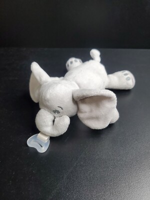 Philips Avent Soother Snuggle Baby Pacifier Holder Gray Elephant Plush ...