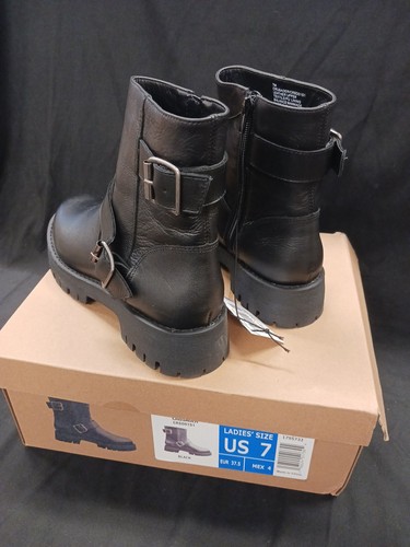 New Steve Madden Crusader Women’s Leather Inside Zip Lug Boot Black ...