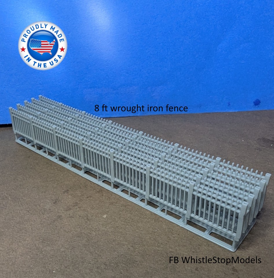N Scale 8 ft tall double rail wrought iron fence N1054 | eBay
